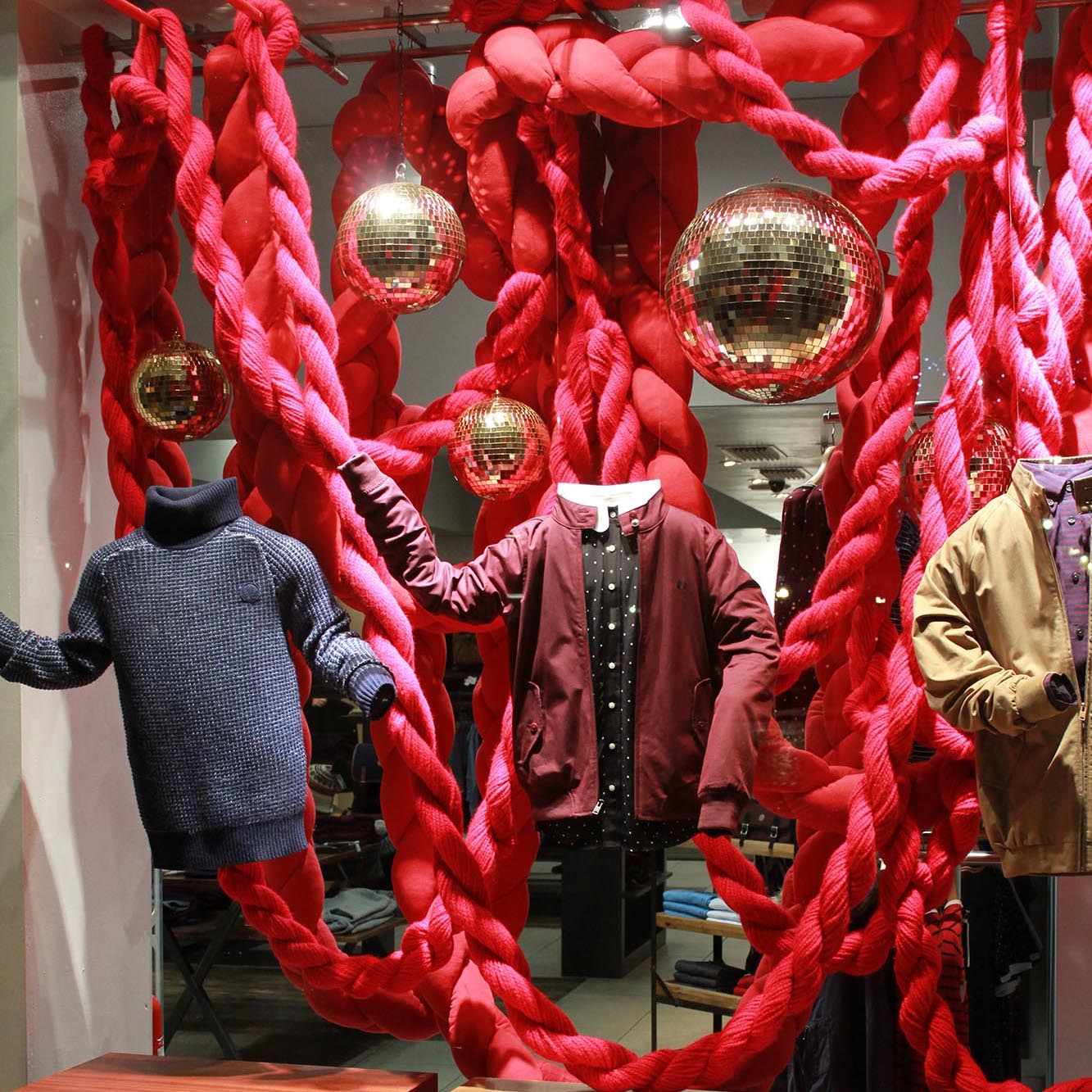 Fred Perry Party Yarn | Festive Retail Window Display | StudioXAG